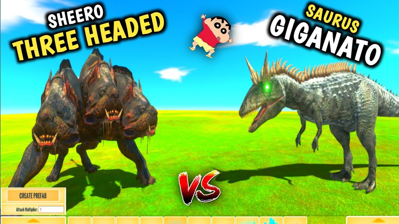 SHINCHAN'S THREE HEADED DOG SHERO vs GIGANATO in Animal Revolt Battle ...