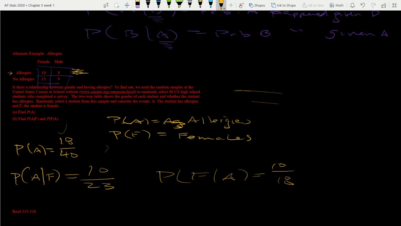 AP stats 5.3 conditional probability and independence: Oct 23, 2020 8: ...