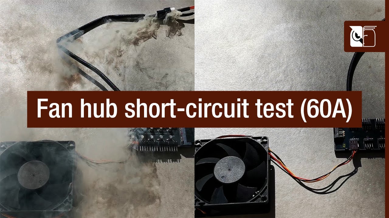 Fan hub short-circuit test (Noctua NA-FH1 vs. unprotected fan hub ...
