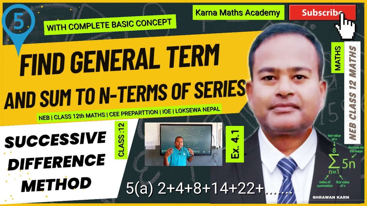 Sequence and Series | Sum of Series (Ex. 4.1 Q.N. 5a) | Successive ...