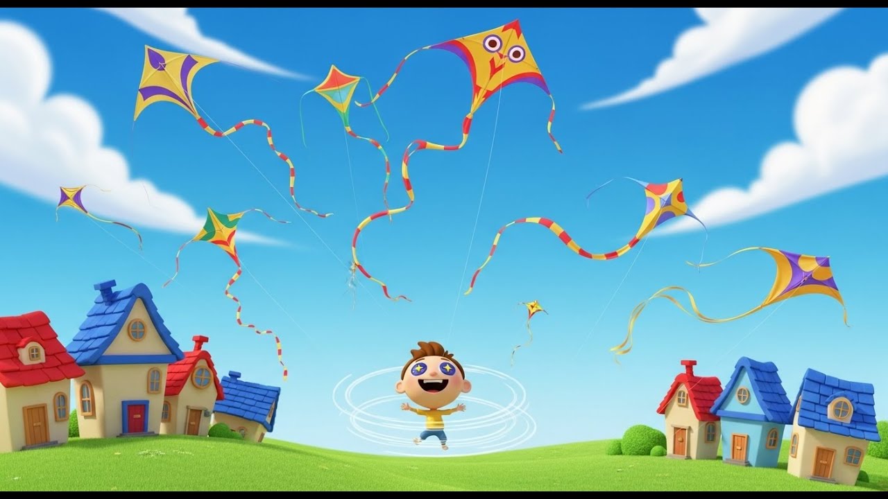 Five Little Kites Fly in the Sky | Popular Nursery Rhymes and Kids ...