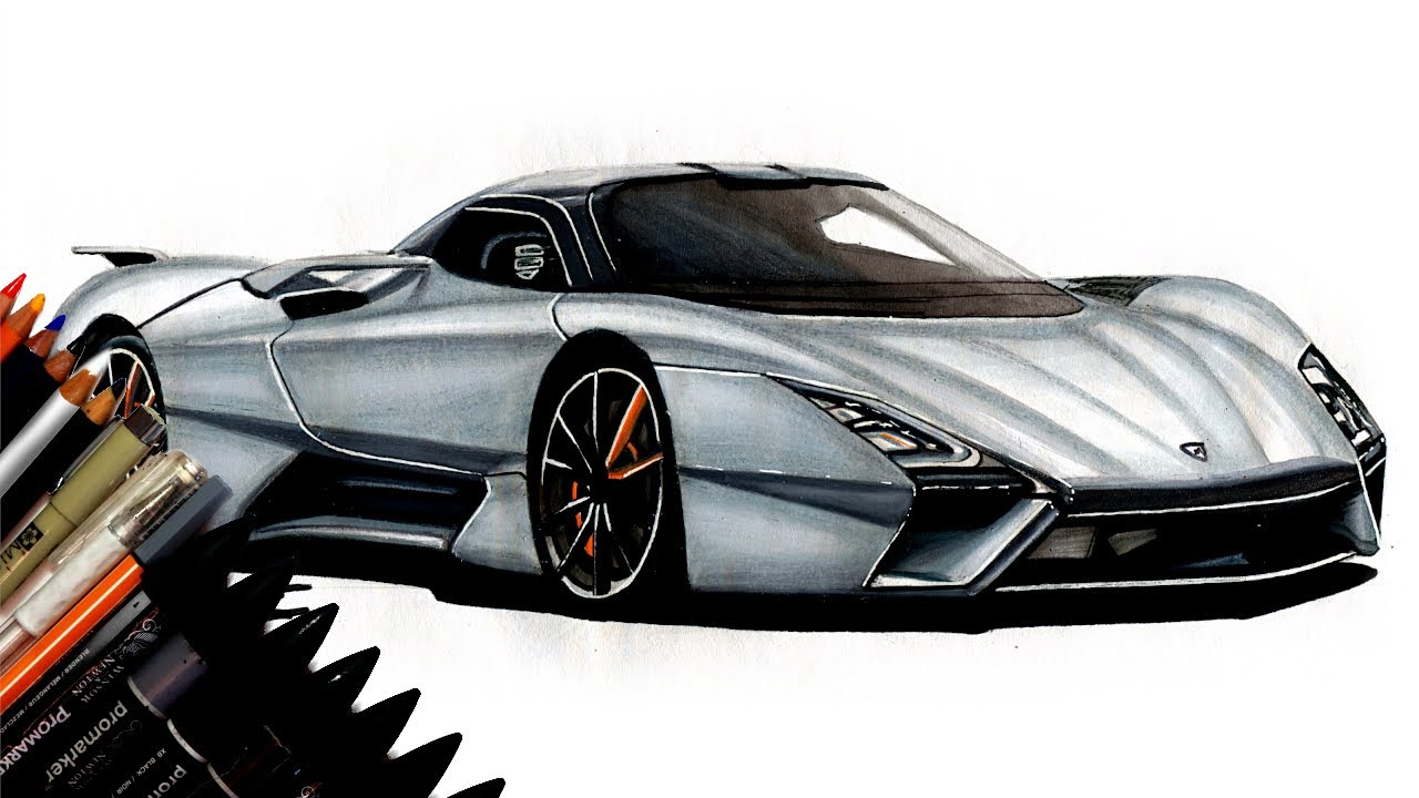 Realistic Car Drawing - SSC Tuatara - Time Lapse - Drawing Ideas - YouTube