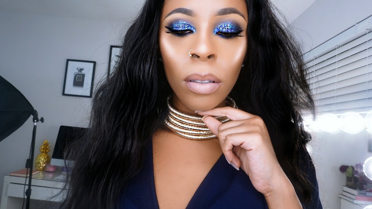 Royal Blue Multi-Glitter Full Face Makeup Tutorial I BEAUTYOFJULEZ ...