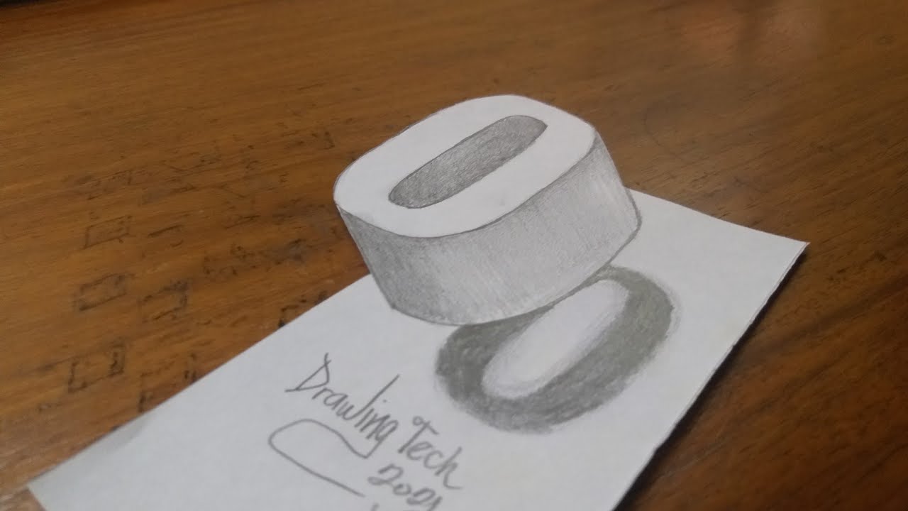 HOW TO DRAW 3D FLOATING LETTER O VERY EASY | Drawing Tech - YouTube