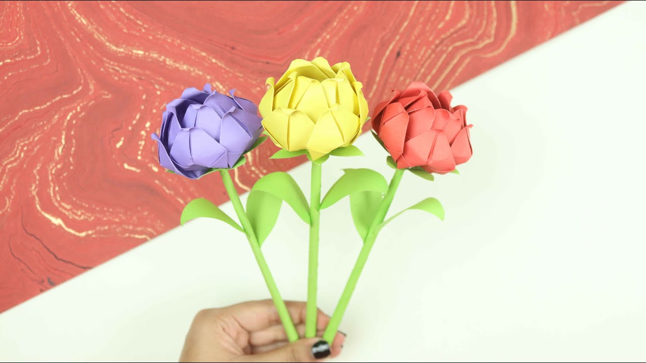 DIY Rose Flower with Paper | How to make Easy Paper Roses | Step by ...