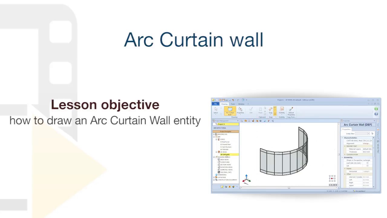 Edificius Tutorial - Arc curtain walls - ACCA software - YouTube