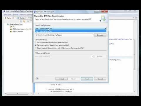 Packaging Java application with Apache Derby as JAR Executable using Eclipse - YouTube