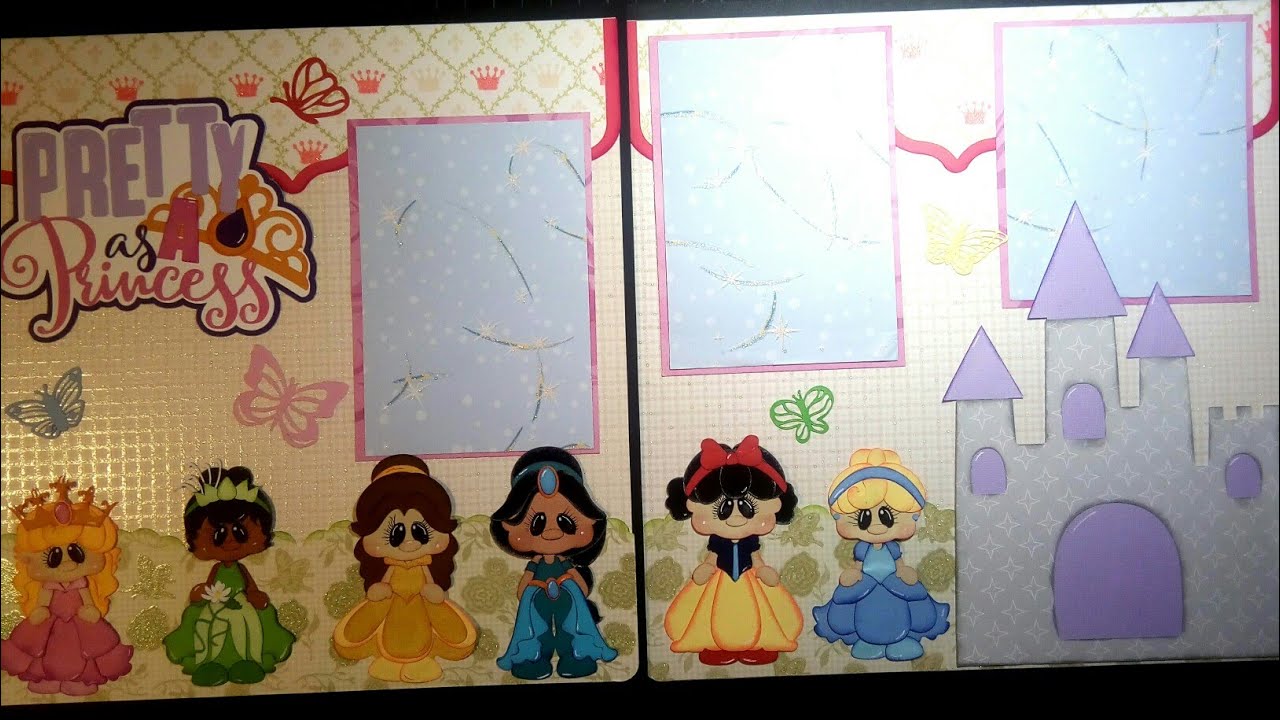 Disney Princess Scrapbook Process Layout - YouTube