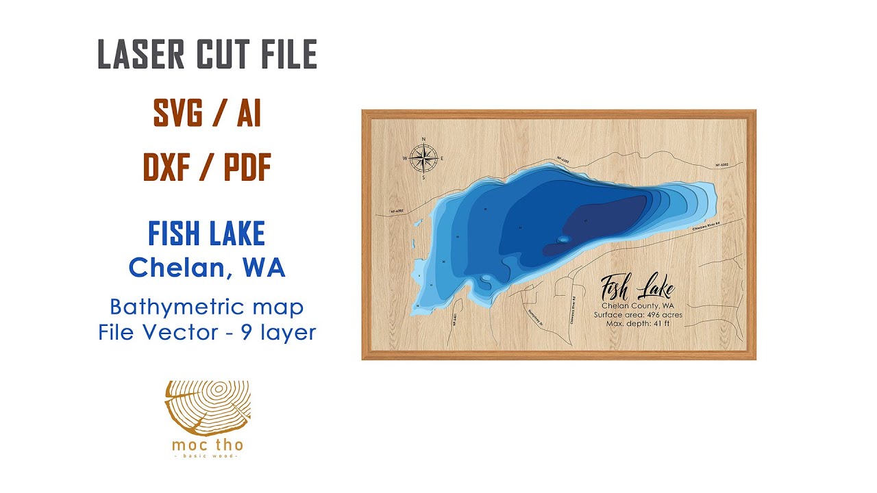 Fish Lake Chelan Washington wooden map 3d nautical - YouTube