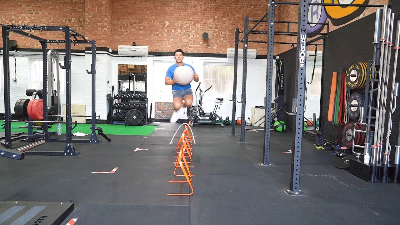 High Hurdle Lateral Hops Medicine Ball | Plyometric | Strength and ...