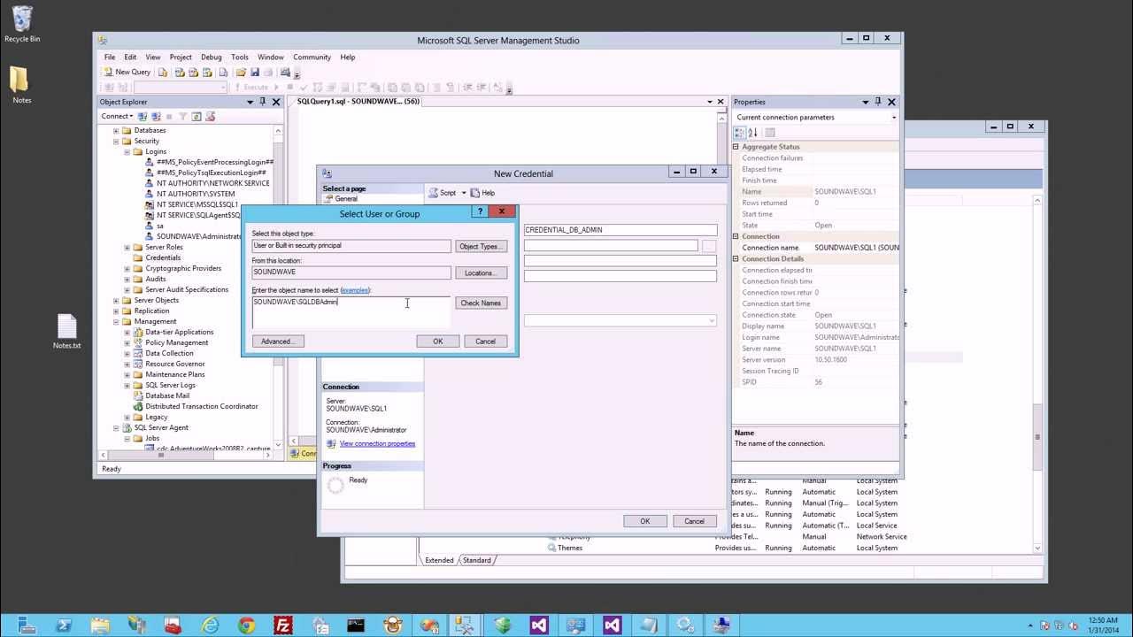 MSSQL - How to configure SQL Proxy and Credentials - YouTube