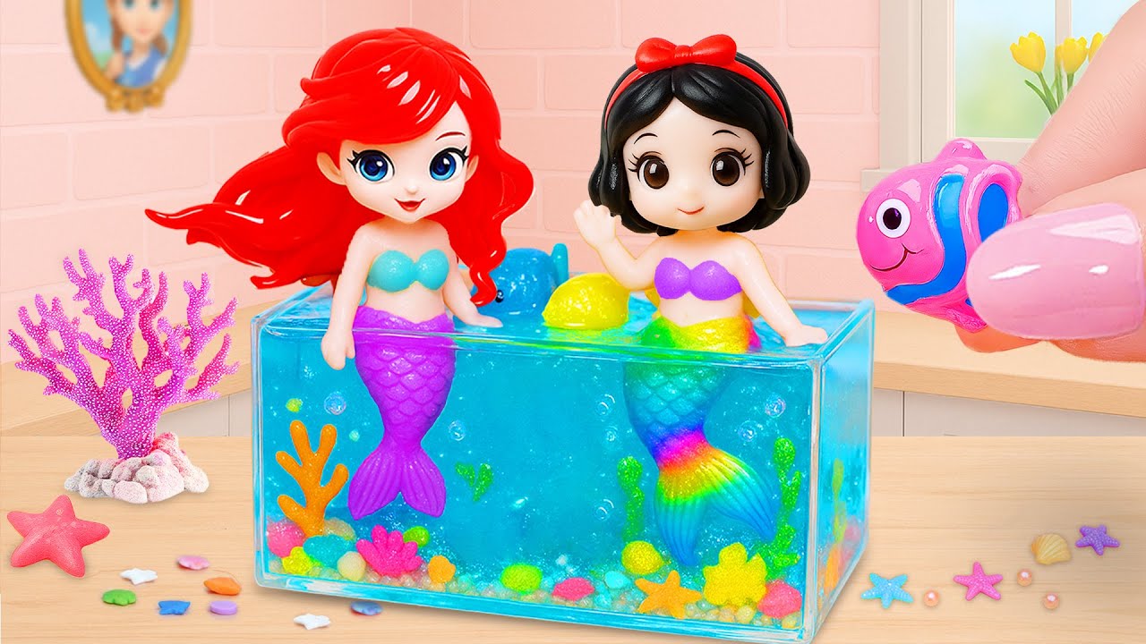 Double Princess Mermaid Jelly Pool 🧜‍♀️ Ariel In Rainbow Pool Dessert by Tiny Joy Bakes 🌟 - YouTube