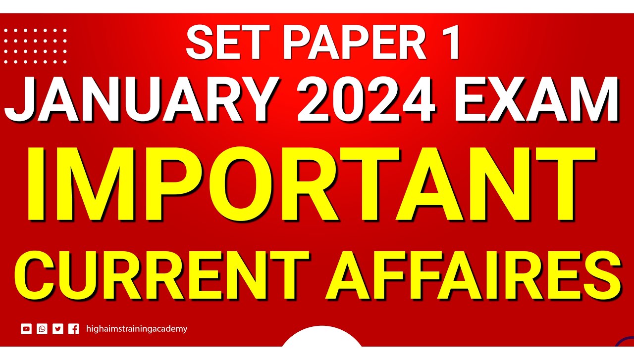 SET Exam Paper 1 | Important | CURRENT AFFAIRS | January 2024 EXAM ...
