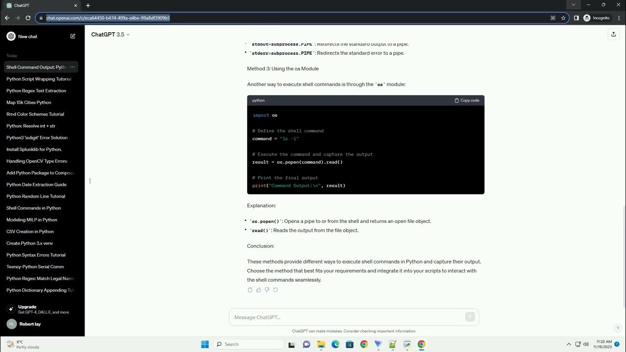 How to get the final output of of shell command executed by python - YouTube