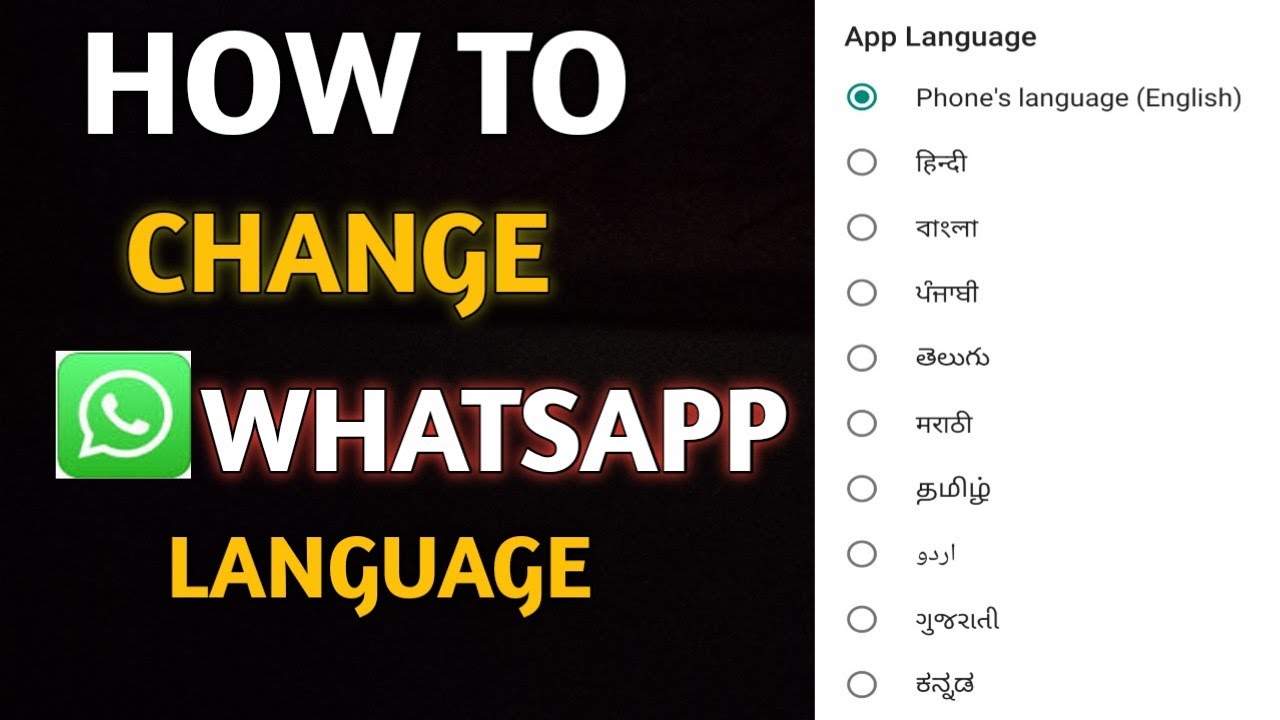 How To Change Whatsapp Language 🔥 Whatsapp ke Bhasha Kaise Change - YouTube