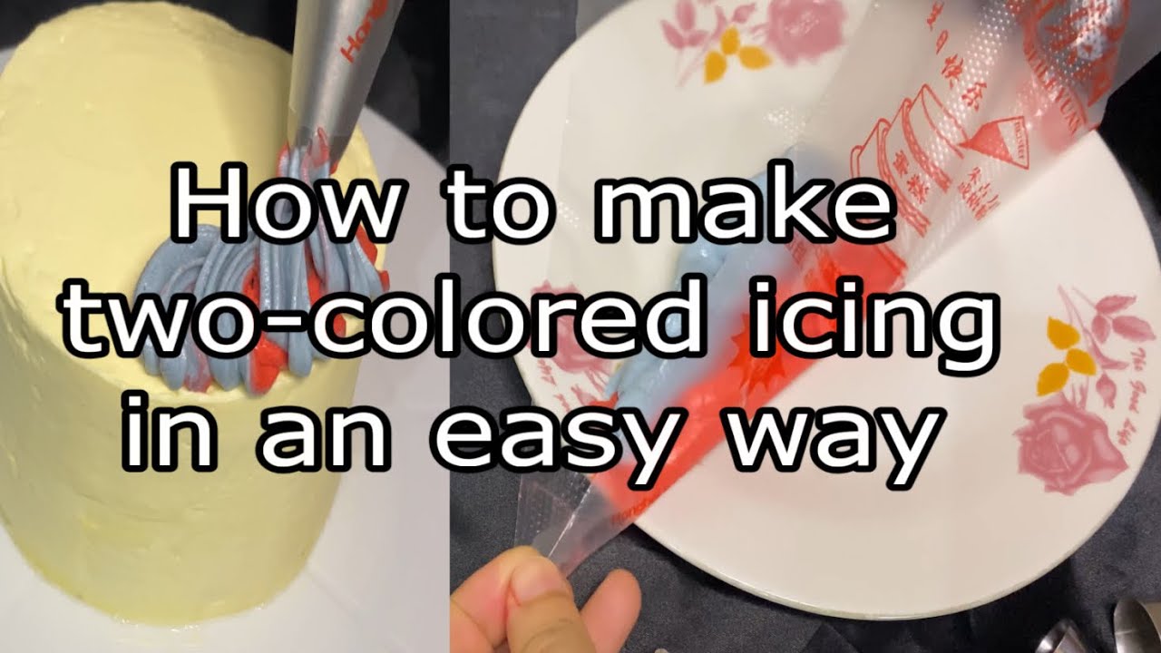 How to make two-colored icing in an easy way - YouTube