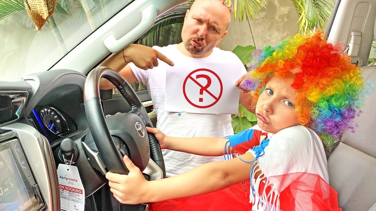 Alice pretends to play funny daddy's driver - YouTube