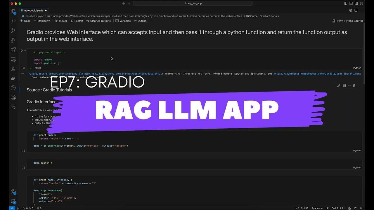 EP7: RAG LLM App : How to build front end Demo app with Gradio - YouTube