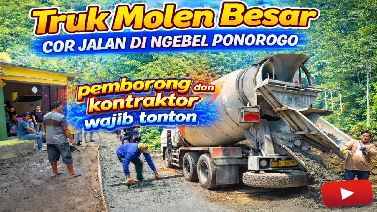 LIHAT!! Truk Molen Besar Nekat Cor Beton di Jalan Tanjakan Telaga ...