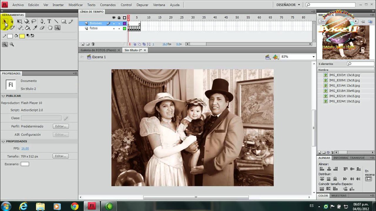 Tutoriales de Flash CS4 Galeria de Fotos con Acciones de Botones Goto - YouTube