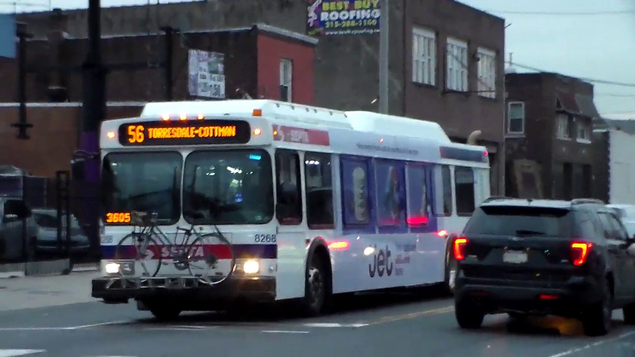 SEPTA BUS: HYBRID NEW FLYER DE41LF 8268 ON ROUTE: 56 - YouTube