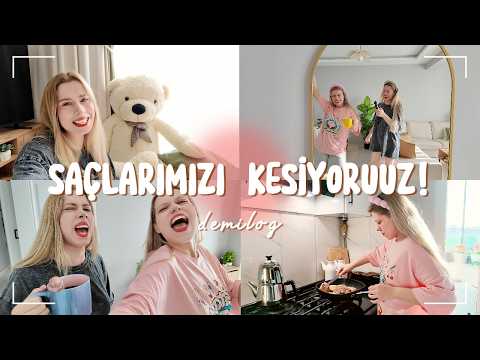 BÜTÜN GÜN EVDEYİZ!🥱 (saçlarımızı kestik, yemek yaptık, odamı topladık, anneler günü sürprizi) -VLOG