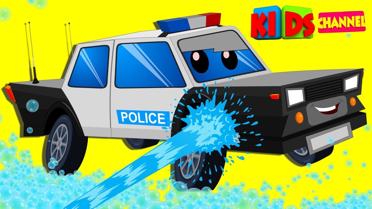 Police Van Car Wash | Cartoon Video For Kids | Vehicle Videos For ...