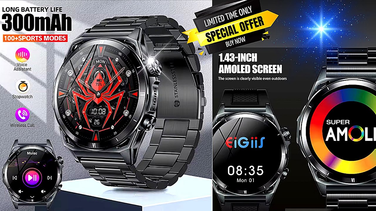 EIGIIS New Smart Watch KE6 1.43" AMOLED Display - YouTube