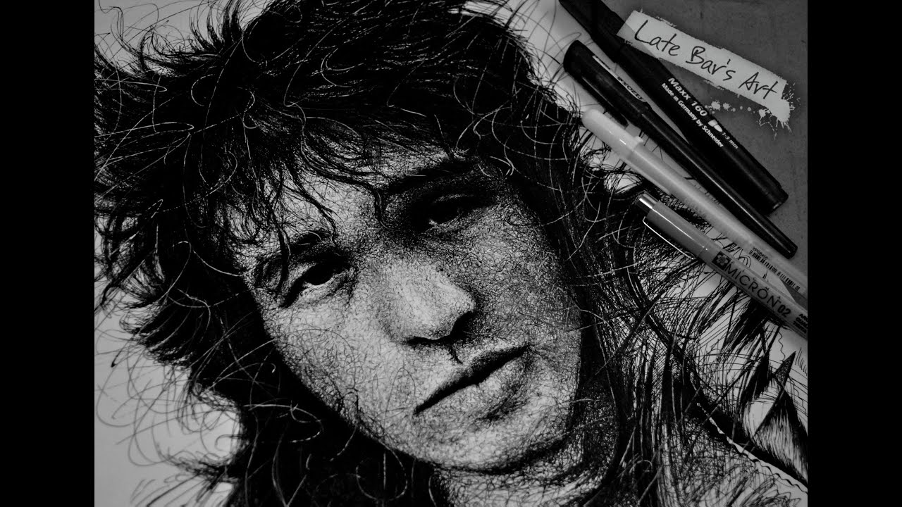 Drawing Viktor Tsoi/Виктор Цой (КИНО) | Scribble art [Timelapse] | Ink ...