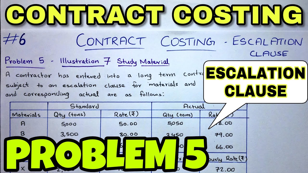 #6 Contract Costing - Problem 5 - Escalation Clause - CA INTER / CMA ...