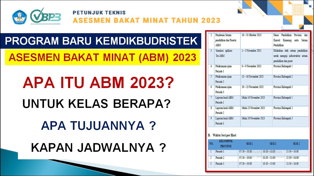 PETUNJUK TEKNIS PELAKSANAAN ASESMEN BAKAT MINAT (ABM) 2023 KEMDIKBUDRISTEK - YouTube
