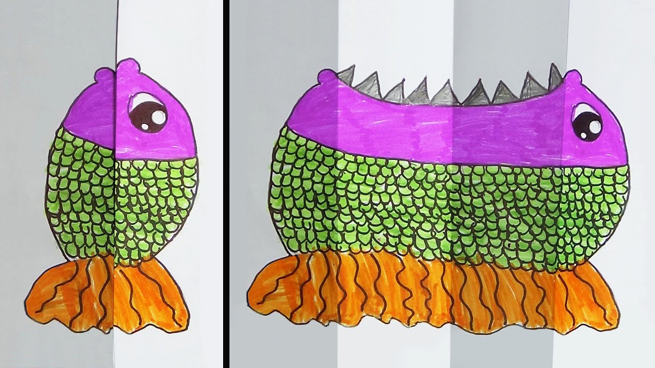 How To Draw A Folding Fish | Fish Basket For Kids | - YouTube