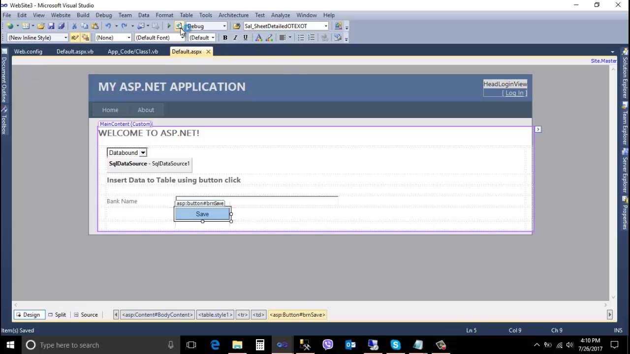 How to insert data to table using button click - YouTube