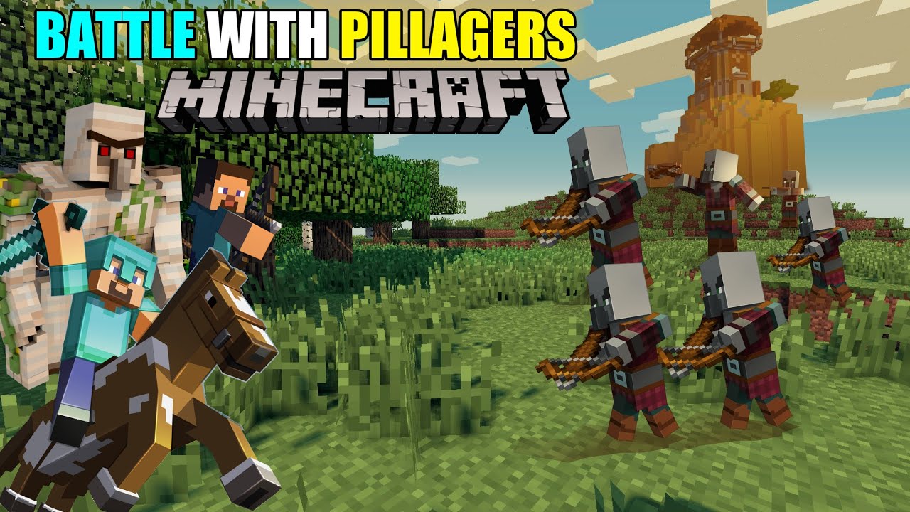BATTLE WITH PILLAGERS IN MINECRAFT minecraft gaming series - YouTube