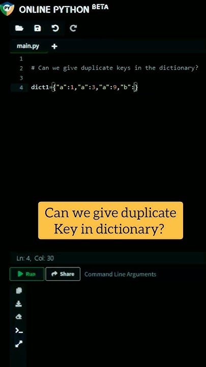 Can dictionary have duplicate keys python? #shorts #python - YouTube