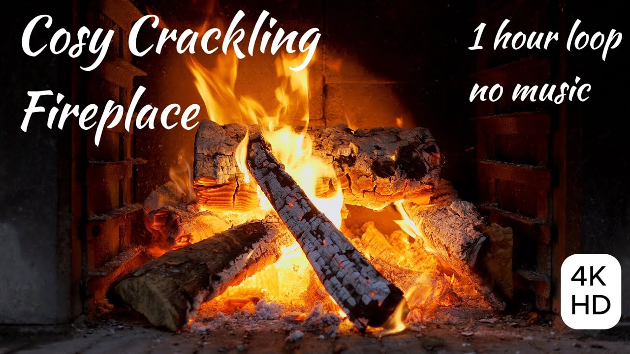 Crackling Fireplace | Ambient Winter Warming, Calming, Glowing ...