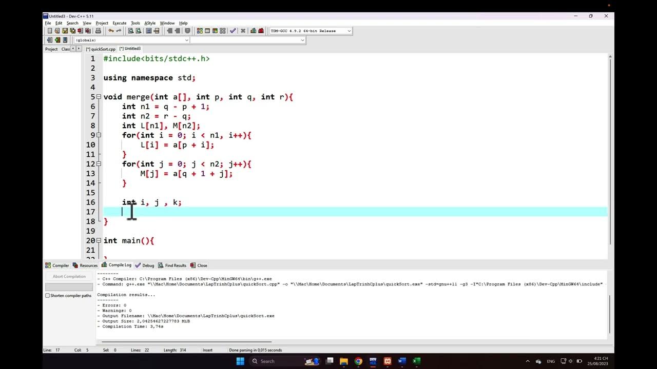 Học trò Code thuật toán MergeSort bằng C++ - YouTube