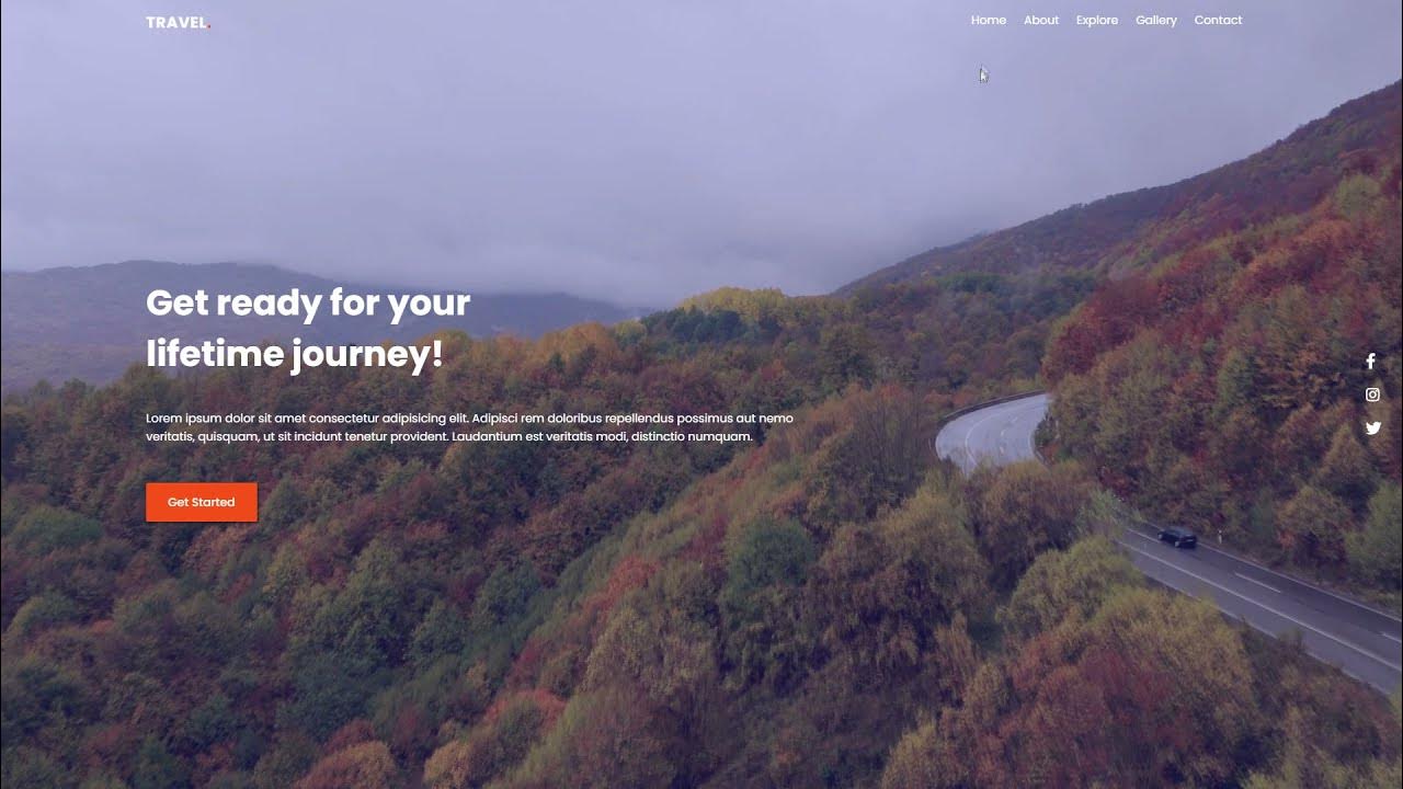 Responsive Travel Website: With Video Background Using HTML CSS and ...