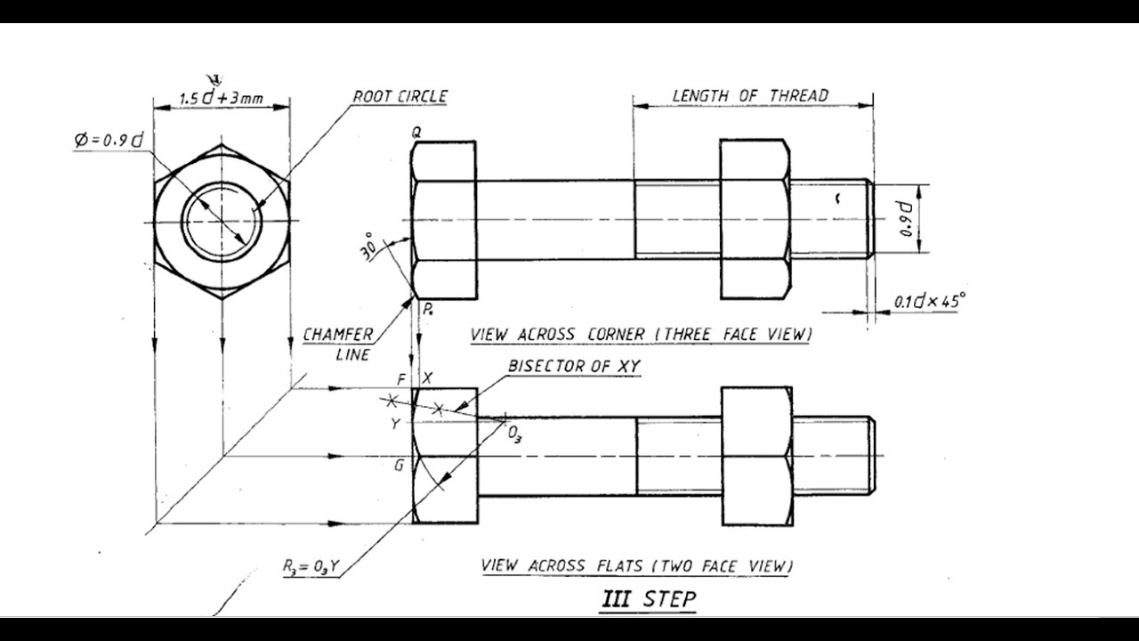 Hexa head bolt - Drawing - YouTube