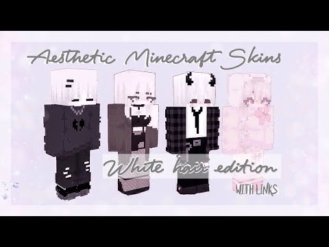 Aesthetic Minecraft HD Skins~White hair edition~MCPE~With links - YouTube