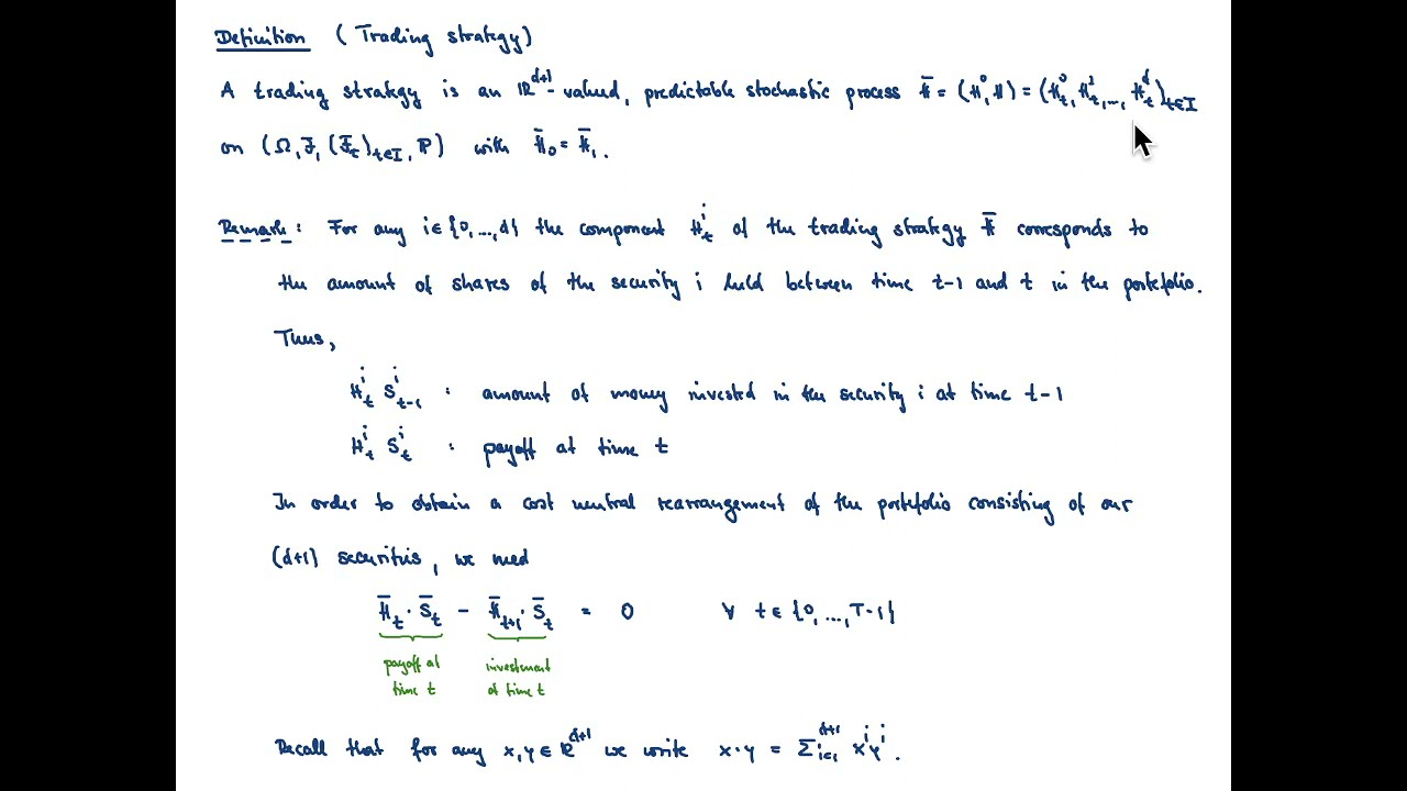 Mathematical Finance L 6: Arbitrage theory and self-financing trading ...
