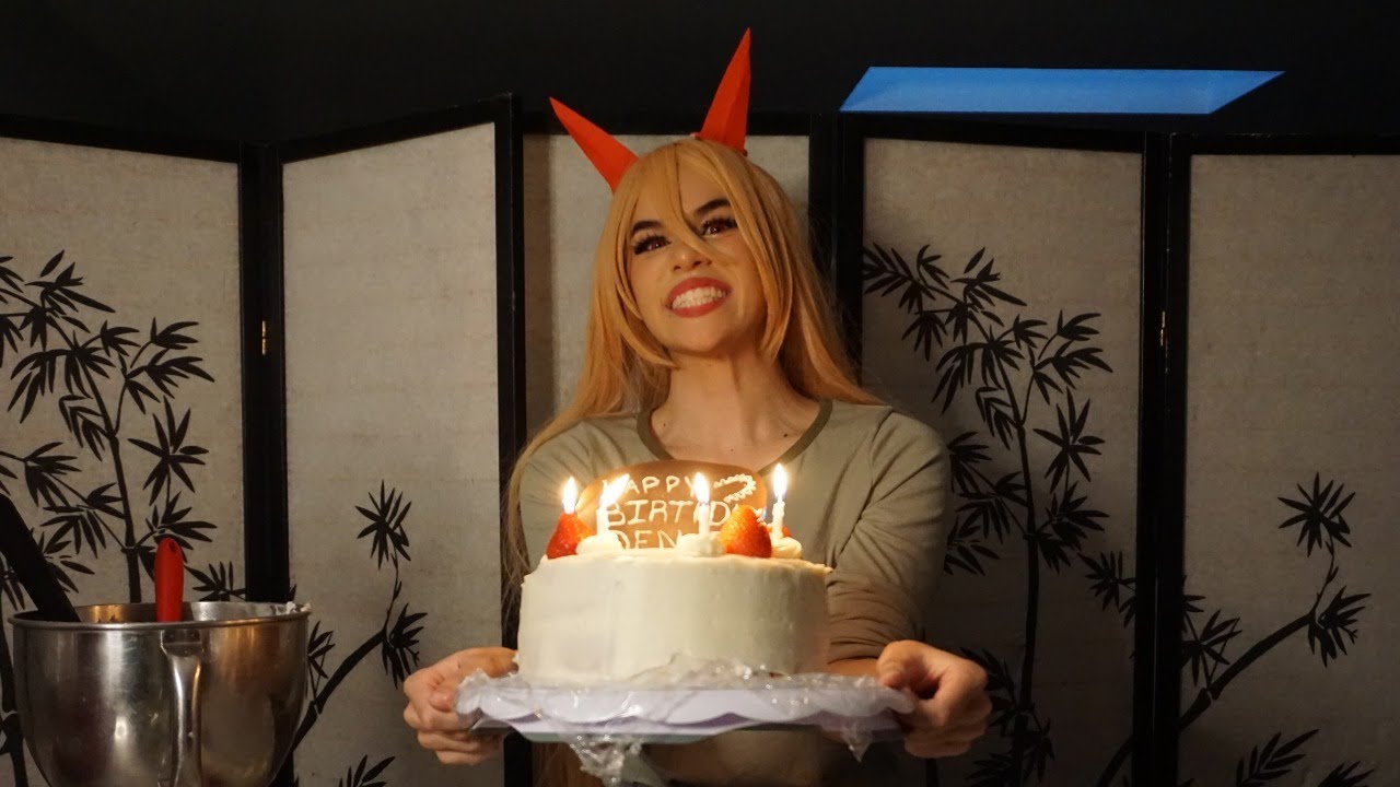 Power bakes a cake for Denji - YouTube