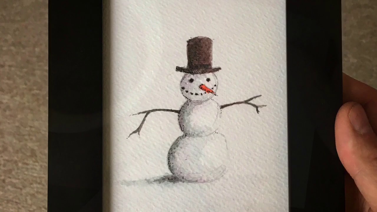 Snowman watercolor illustration - YouTube