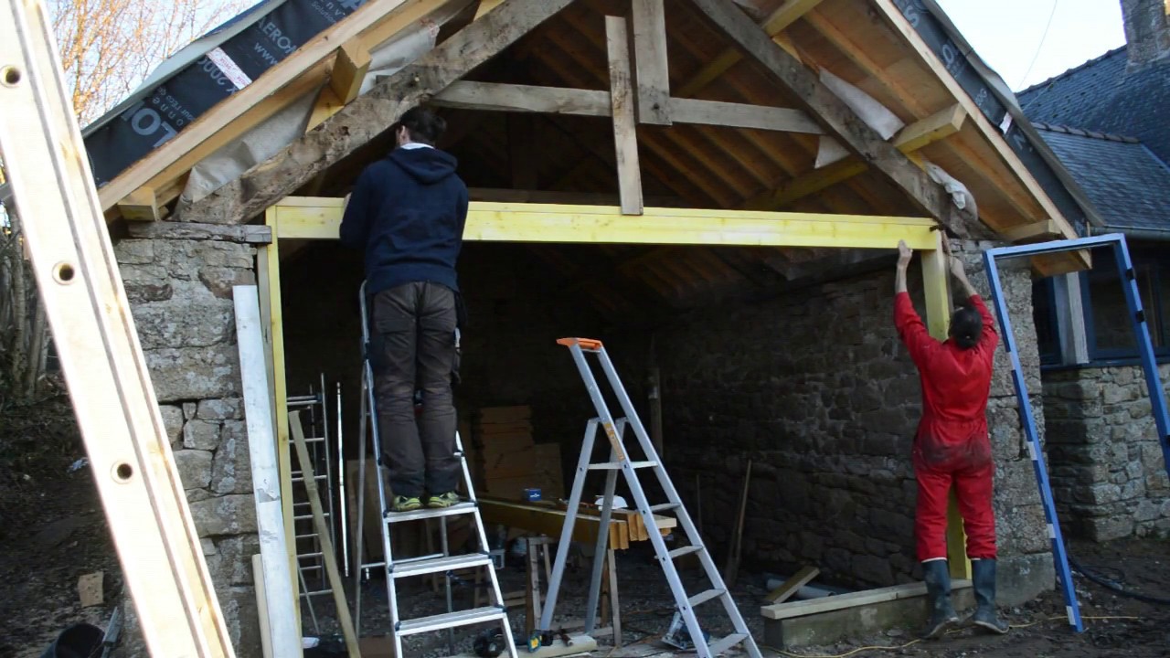 atelier d'artiste partie 48 - pignon ossature bois - poutre caisson et ...