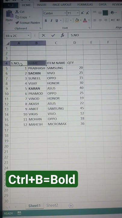 how to bold text in excel ||Bold function in excel|| #excel #bold# ...