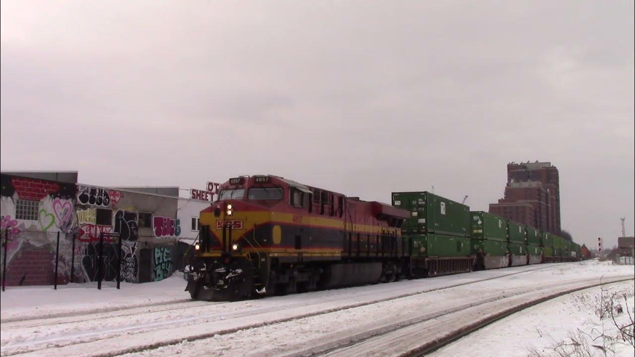 (CPKC) CP 132 with KCS 4857 leading passing Osler - YouTube