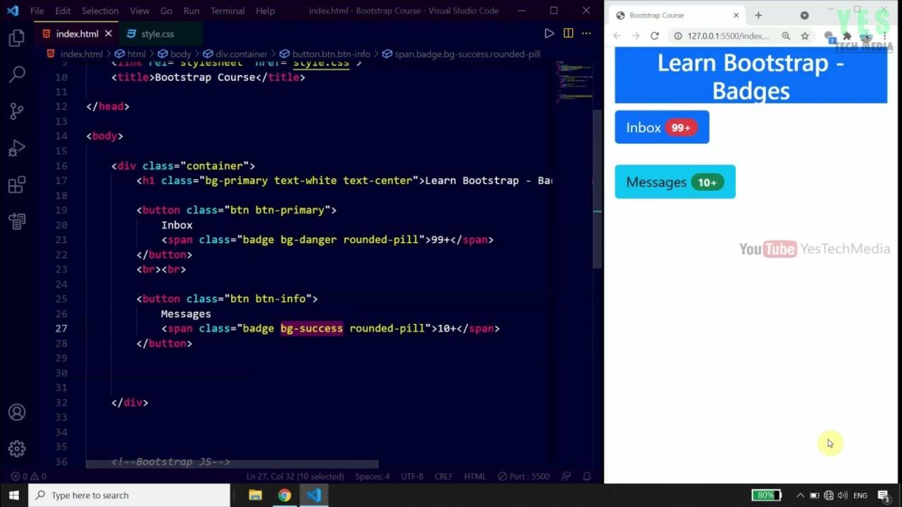 13. Badge - Bootstrap Malayalam Tutorial - YouTube