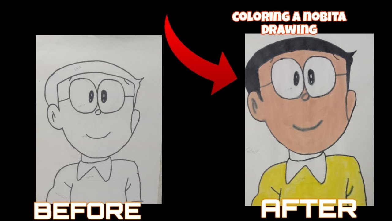 nobita drawing with water colours #drawing #colouring - YouTube