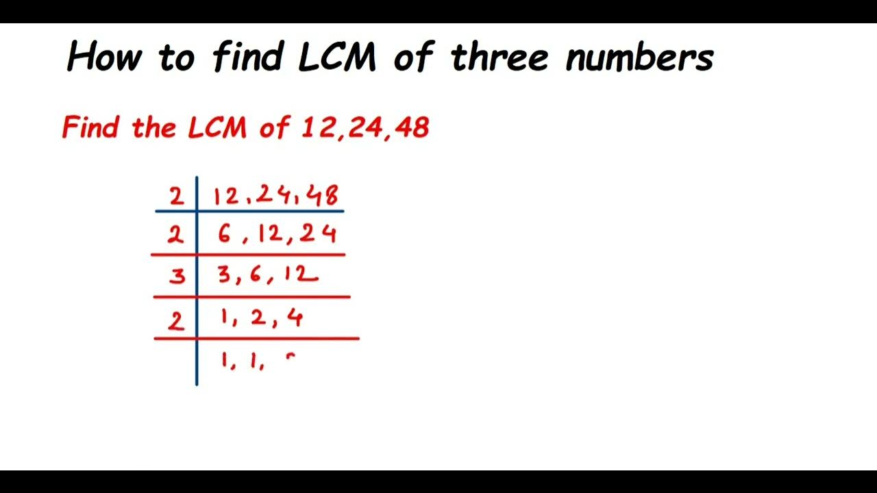 How to find LCM of three numbers. Find the LCM of 12,24 and 48 - YouTube