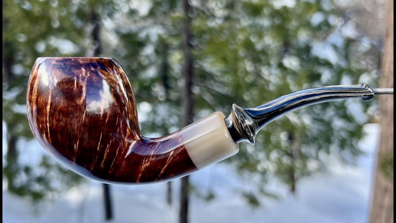 Danish style tobacco pipe with ox horn shank accent - YouTube
